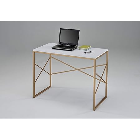 Amazon.com: White and Gold Finish Computer Laptop Writing Study Desk ...