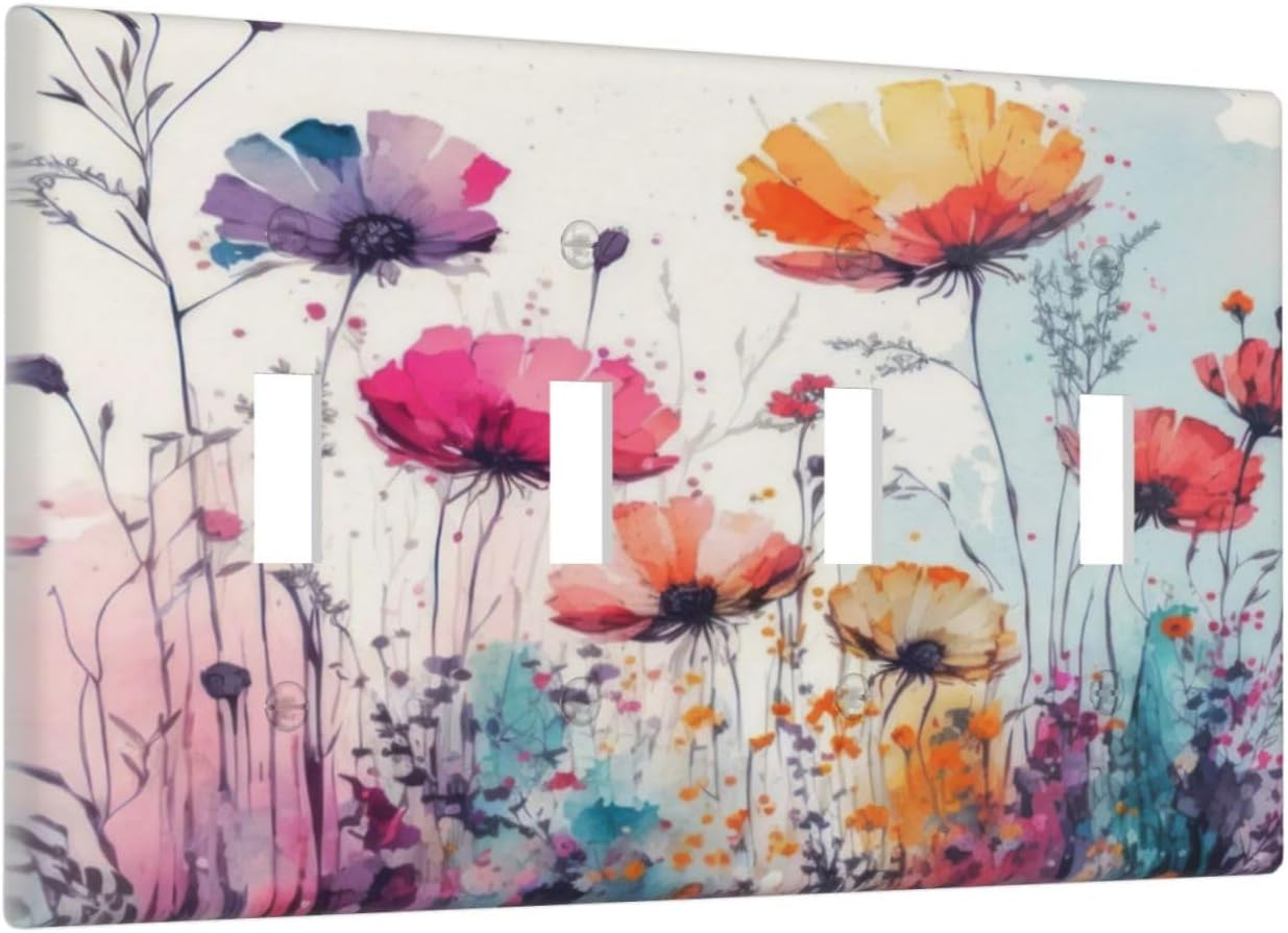 Wpshijia Light Switch Cover Plate Abstract Floral watercolor flowers 4 ...