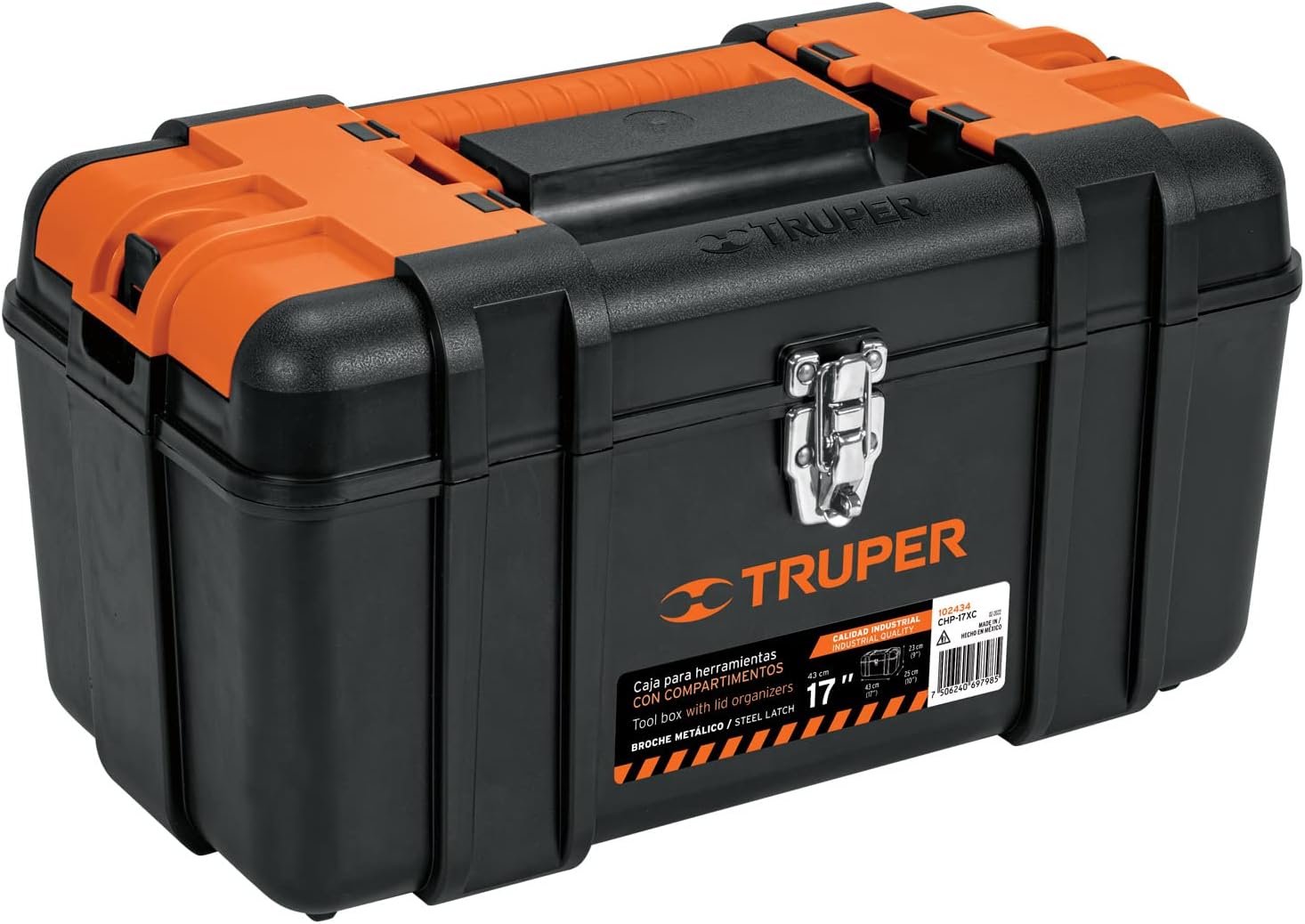Truper CHP-17XC, Caja para herramienta 17" con compartimentos y broches ...
