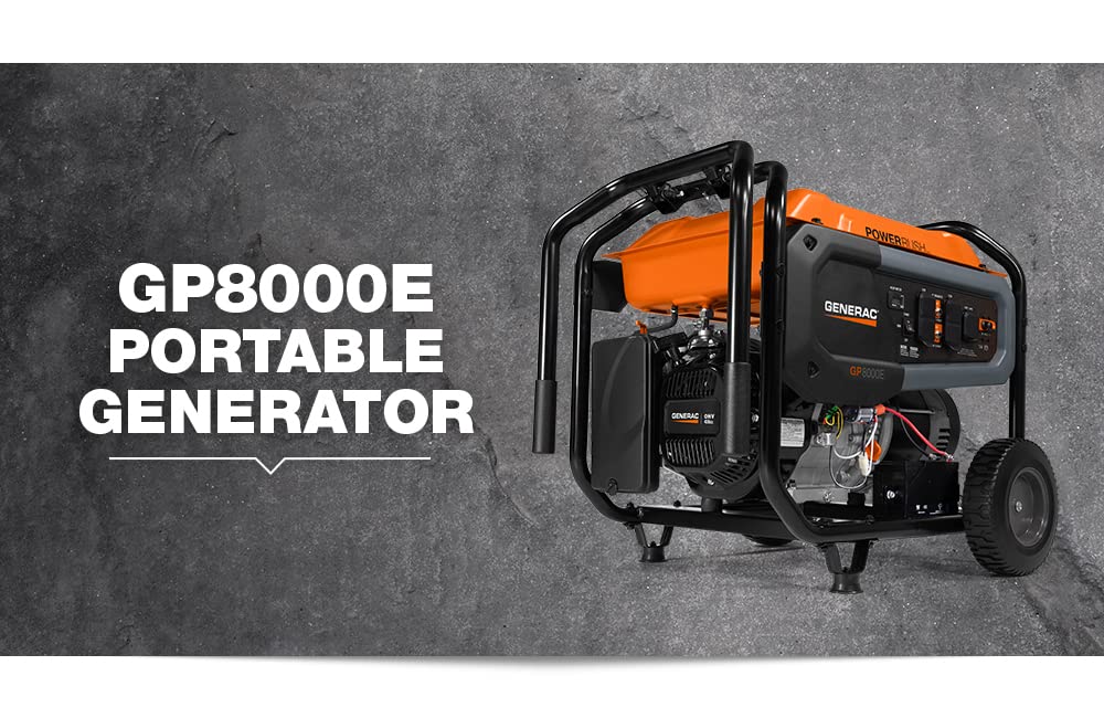 Generac 7676 GP8000E 8,000-Watt Gas-Powered Portable Generator ...
