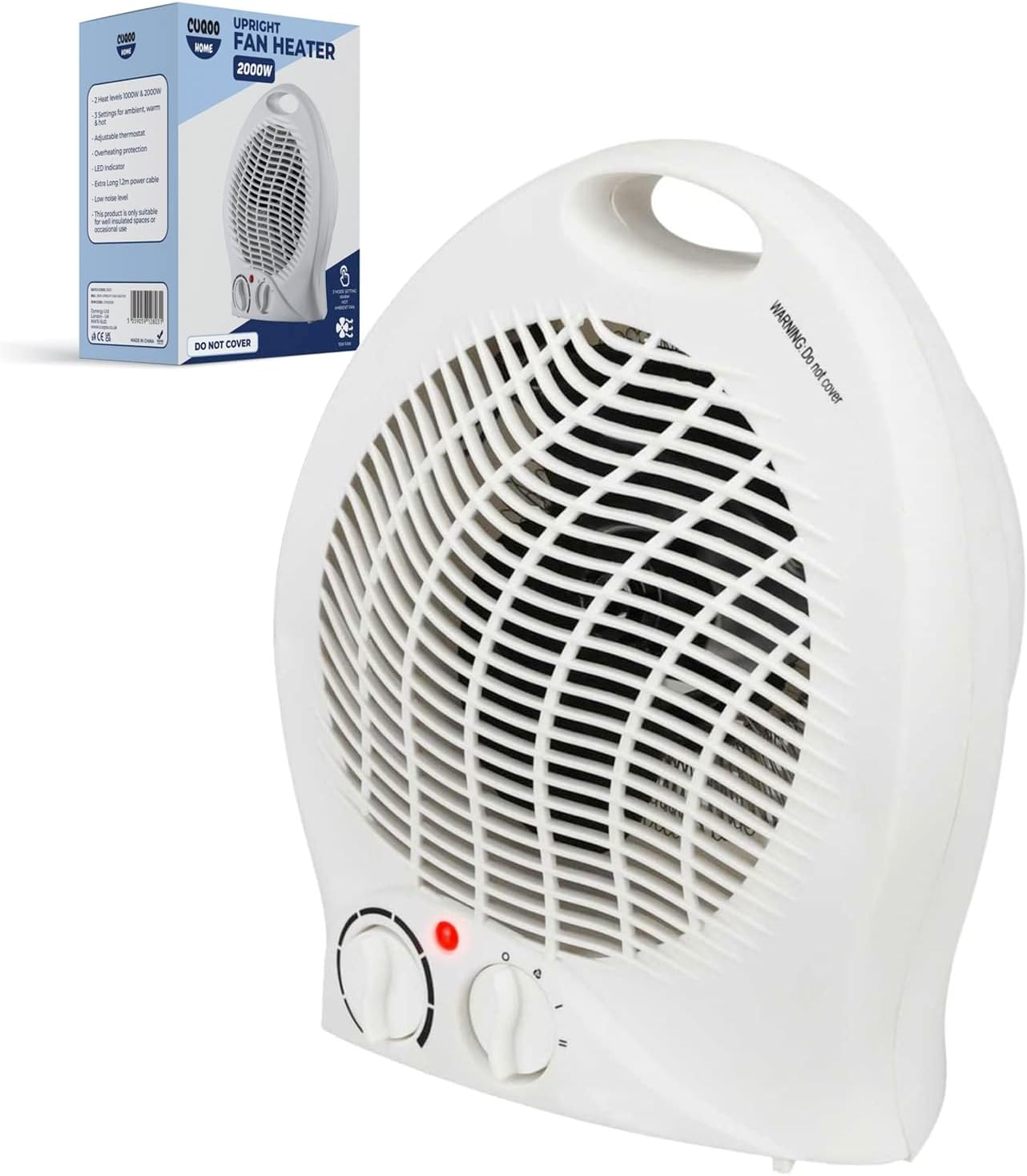 CUQOO Powerful 2KW Upright Fan Heaters for Home with Heat & Cool ...