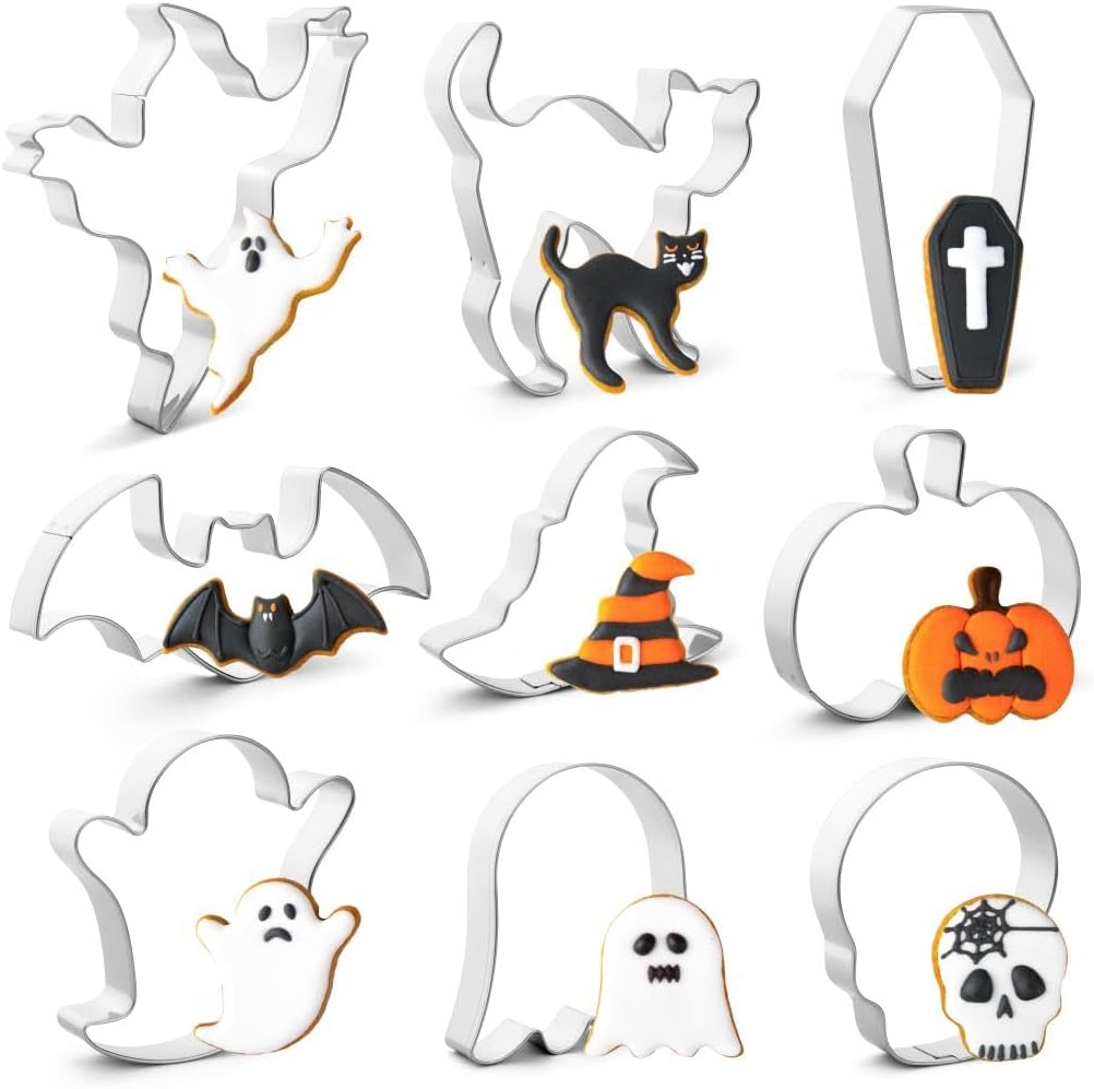 Amazon.com: 10 Pcs Halloween Cookie Cutters Set, Food-Grade Stainless ...