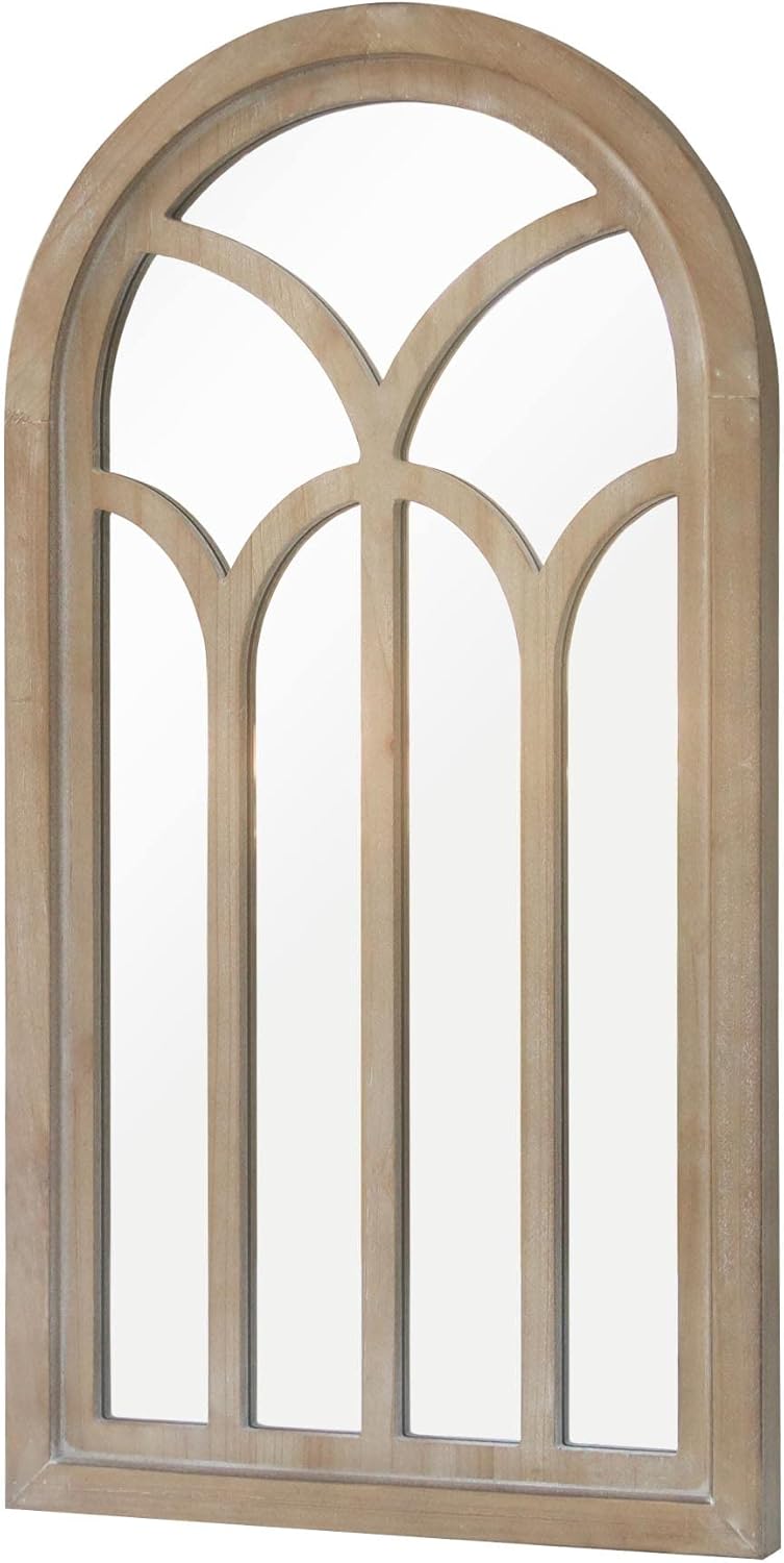 Amazon.com: PARISLOFT 31.6" Tall Arched Wood Windowpane Mirror ...