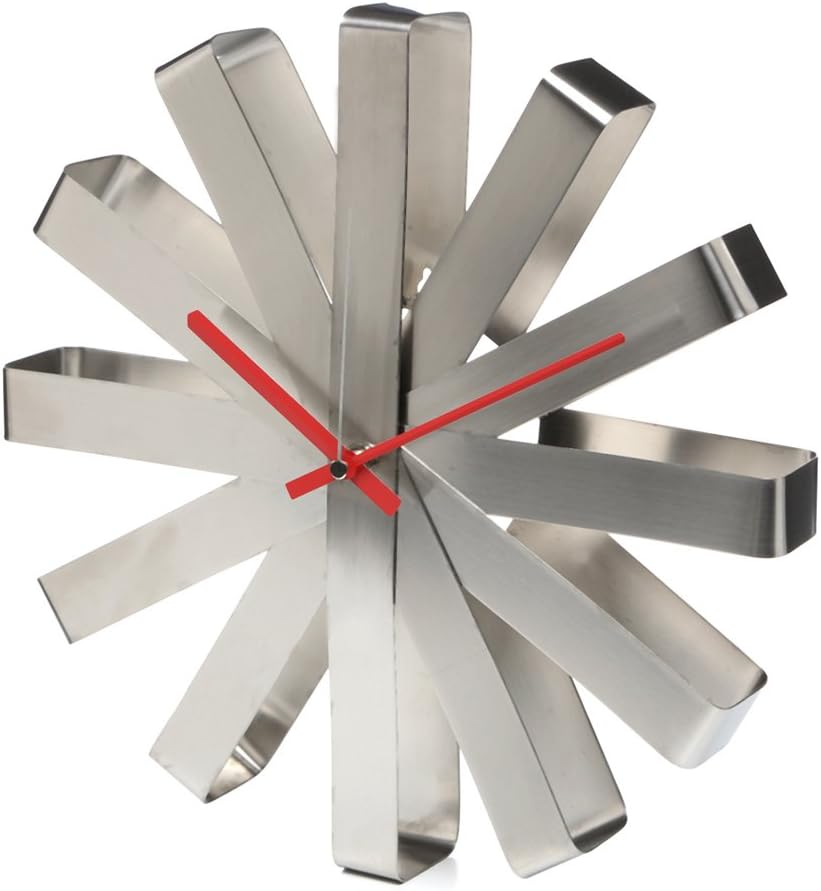Umbra Ribbon Brushed Steel Wall Clock, 30.48 cm- Nickel : Amazon.co.uk ...