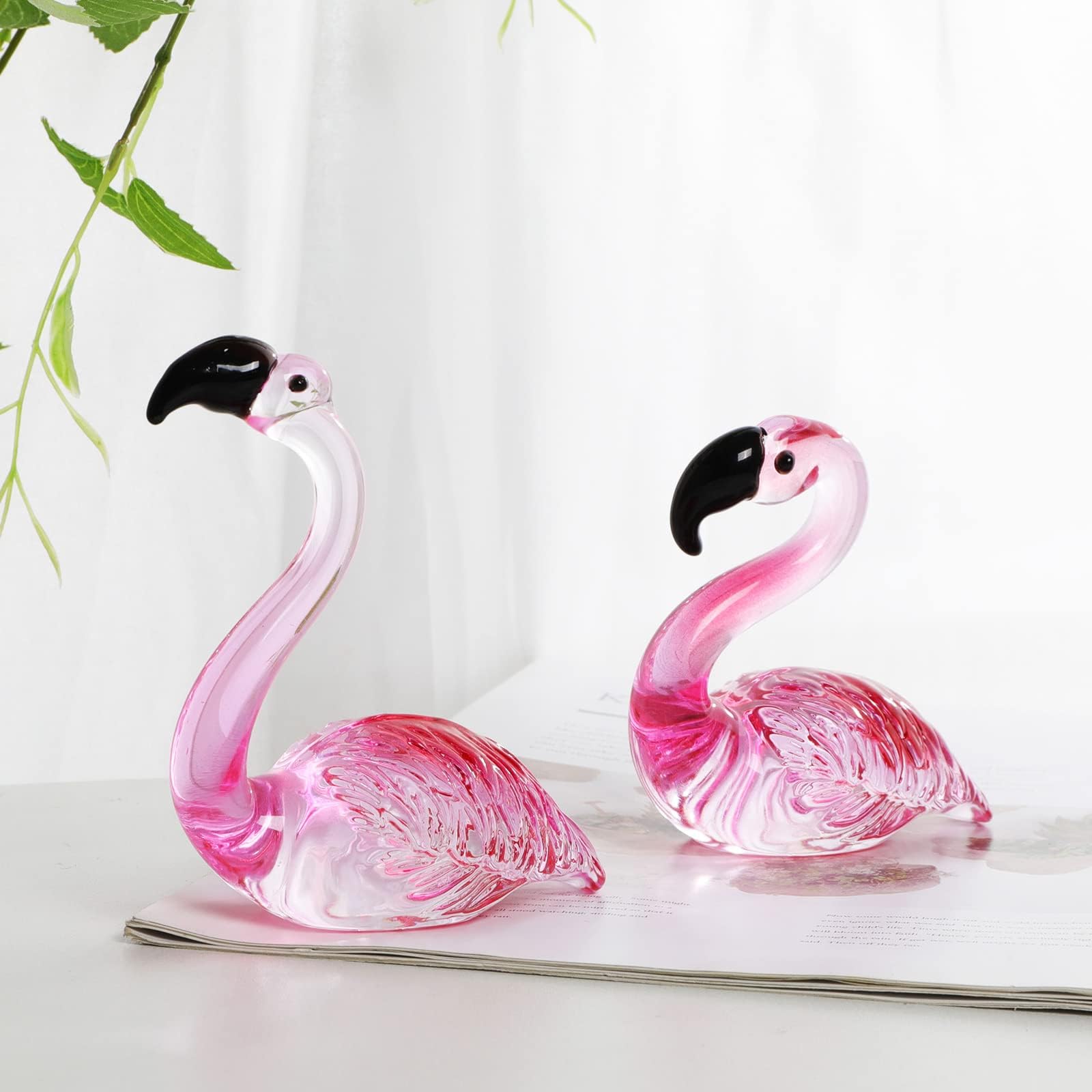 Amazon.com: QFkris Hand Blown Glass Flamingo Decor and Crystal ...