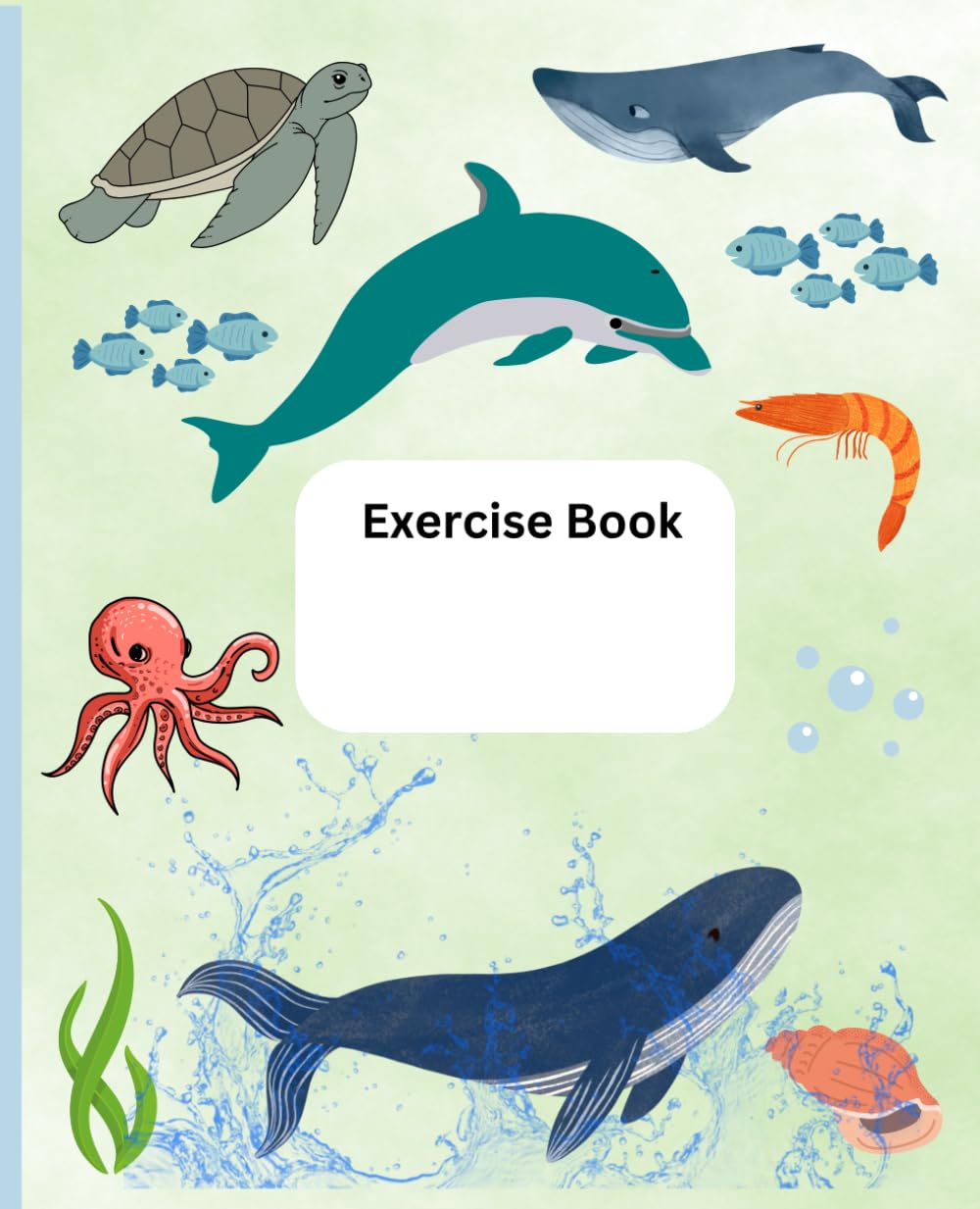 Lined Exercise Book: Cute Sea Creatures themed exercise book for adults ...