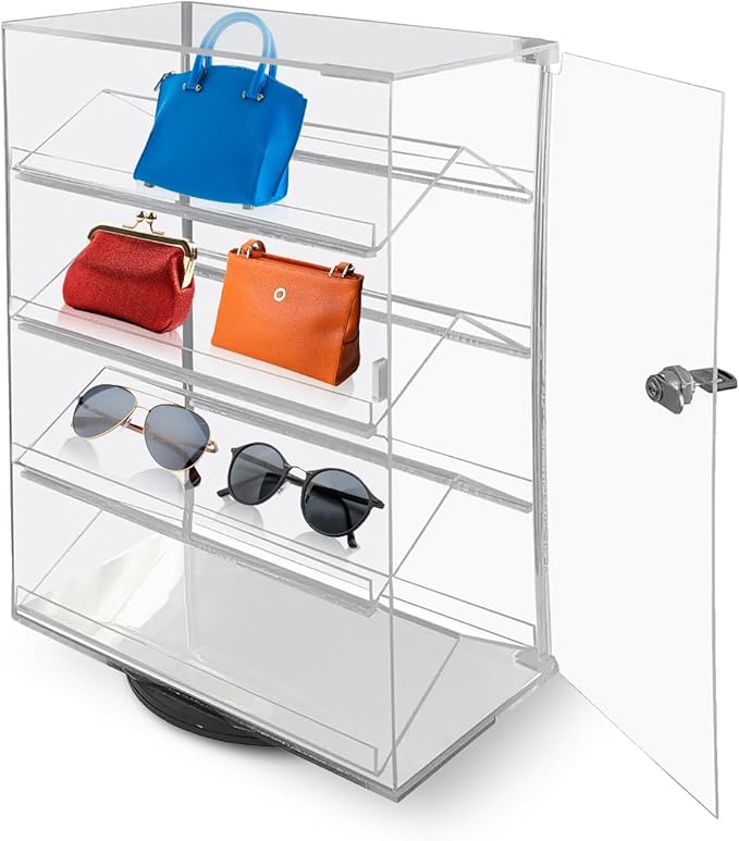 Acrylic Display Case - Locking Rectangular Spinning Acrylic Showcase ...