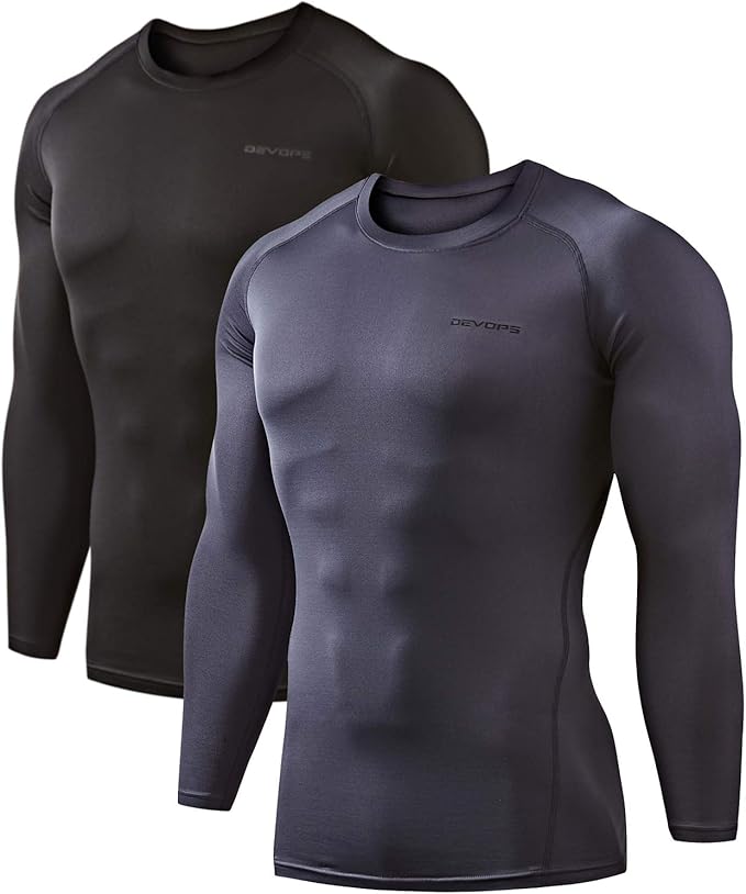 DEVOPS 2 Pack Men's Thermal Long Sleeve Compression Shirts at Amazon ...