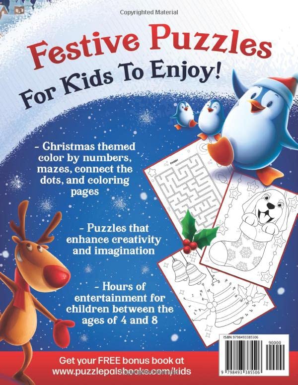 Christmas Activity Book For Kids: 100+ Festive Color By Numbers ...