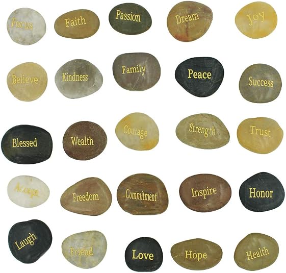 Amazon.com: 25 Engraved Inspirational Stones with Words of ...