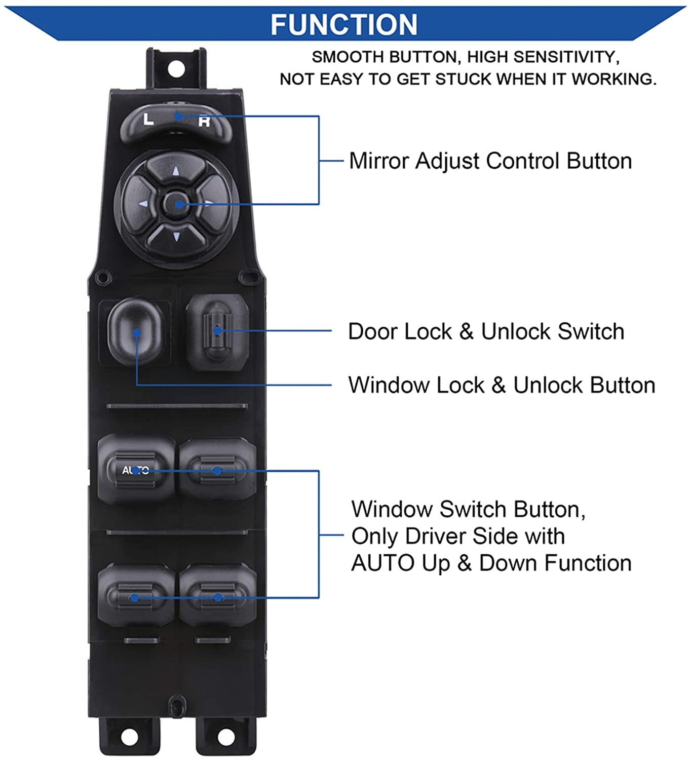 Snapklik.com : Obaee Power Window Control Switch Button&Bezel(Driver ...