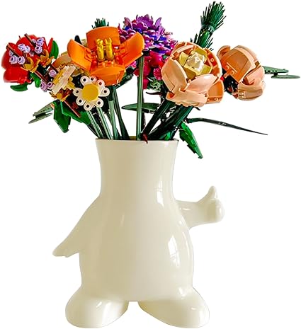 Amazon.com: 8 in Beige Ceramic Flower Vase for Lego Flower Bouquet ...