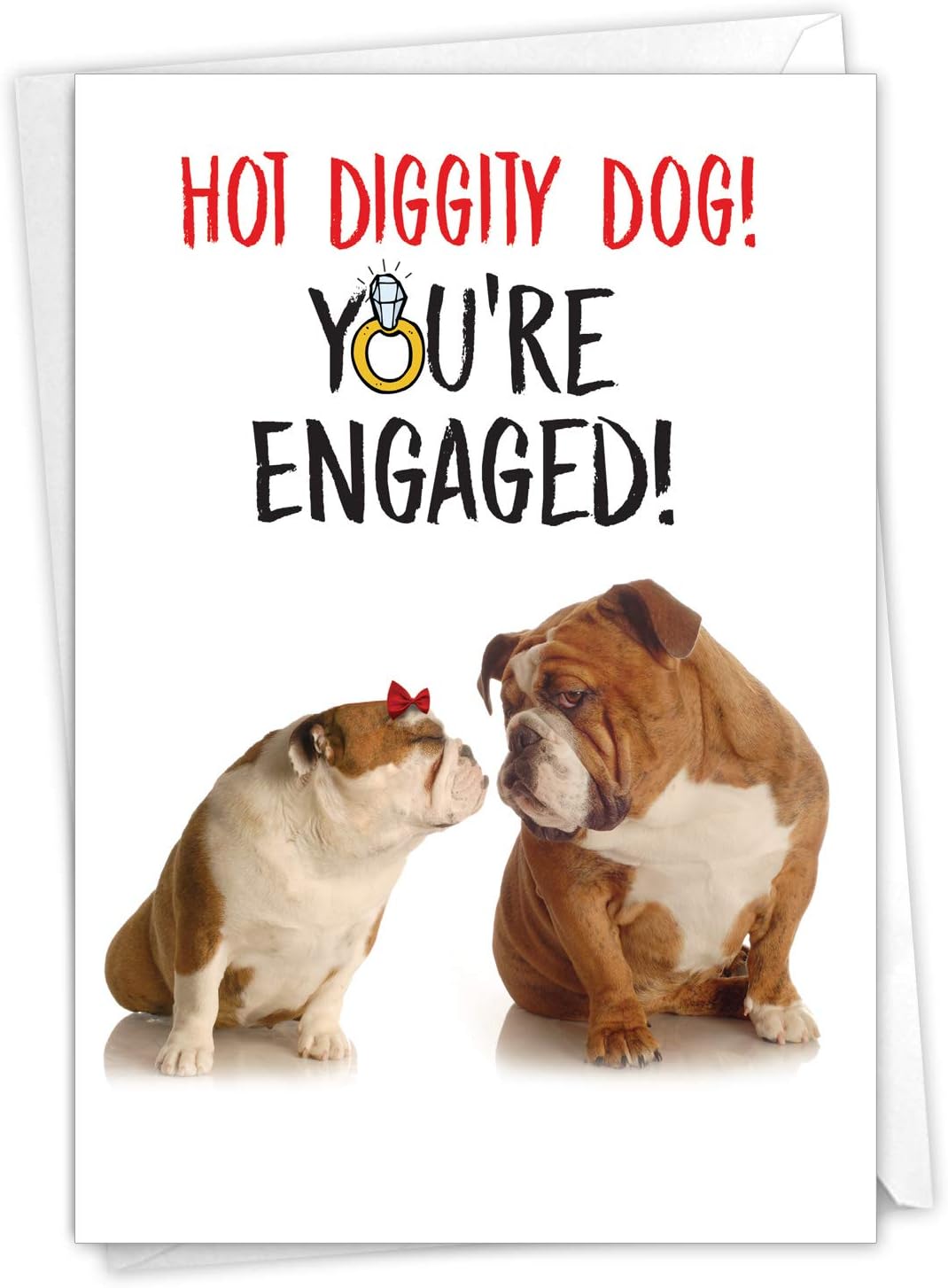 Amazon.com : NobleWorks - Funny Bulldog Engagement Greeting Card - Love ...