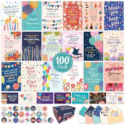 Amazon.com : Decorably 100 Pack 4x6in Christian Birthday Cards Bulk ...