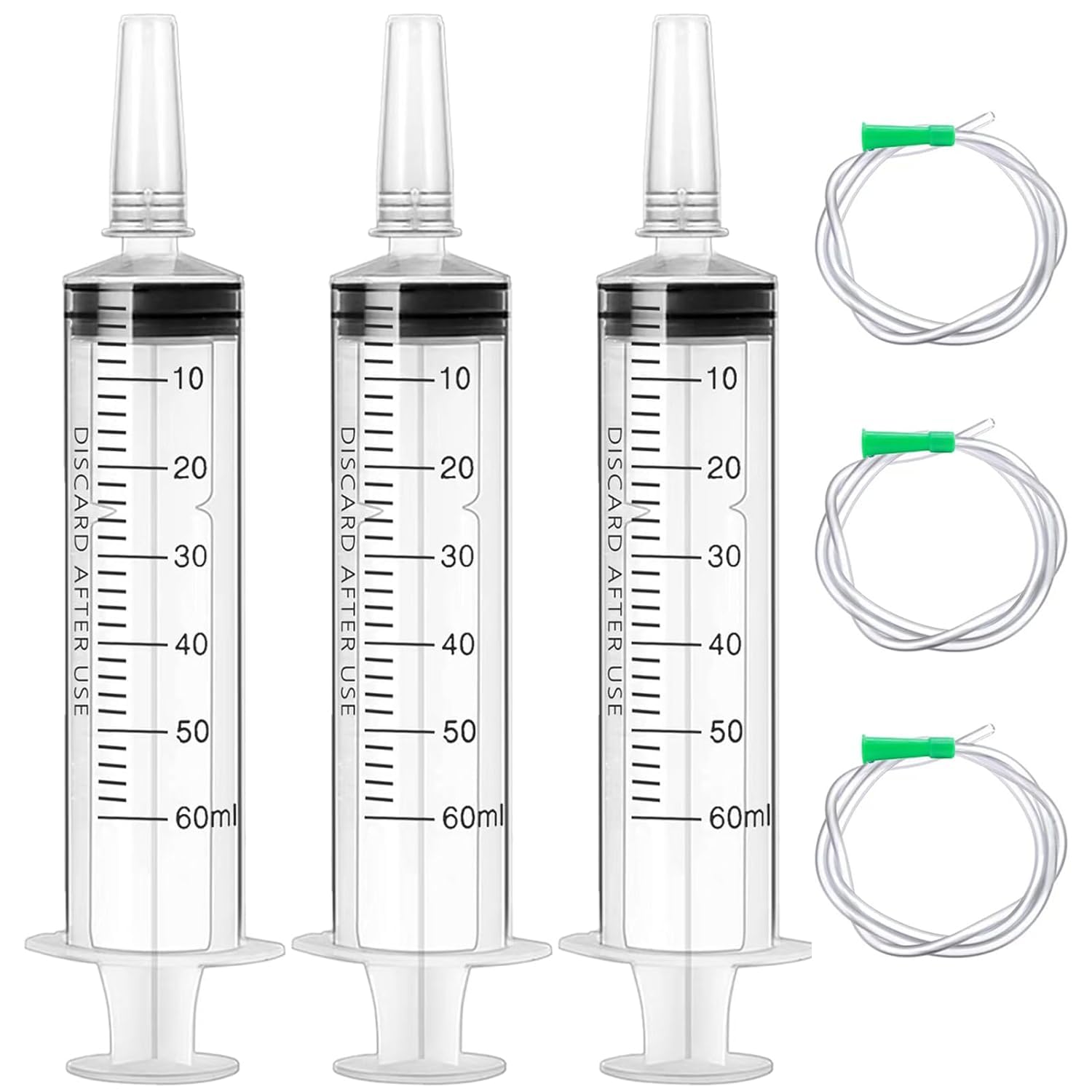 3 Pack Syringe 60ml, Large Syringe with Tube, Plastic Syringe ...