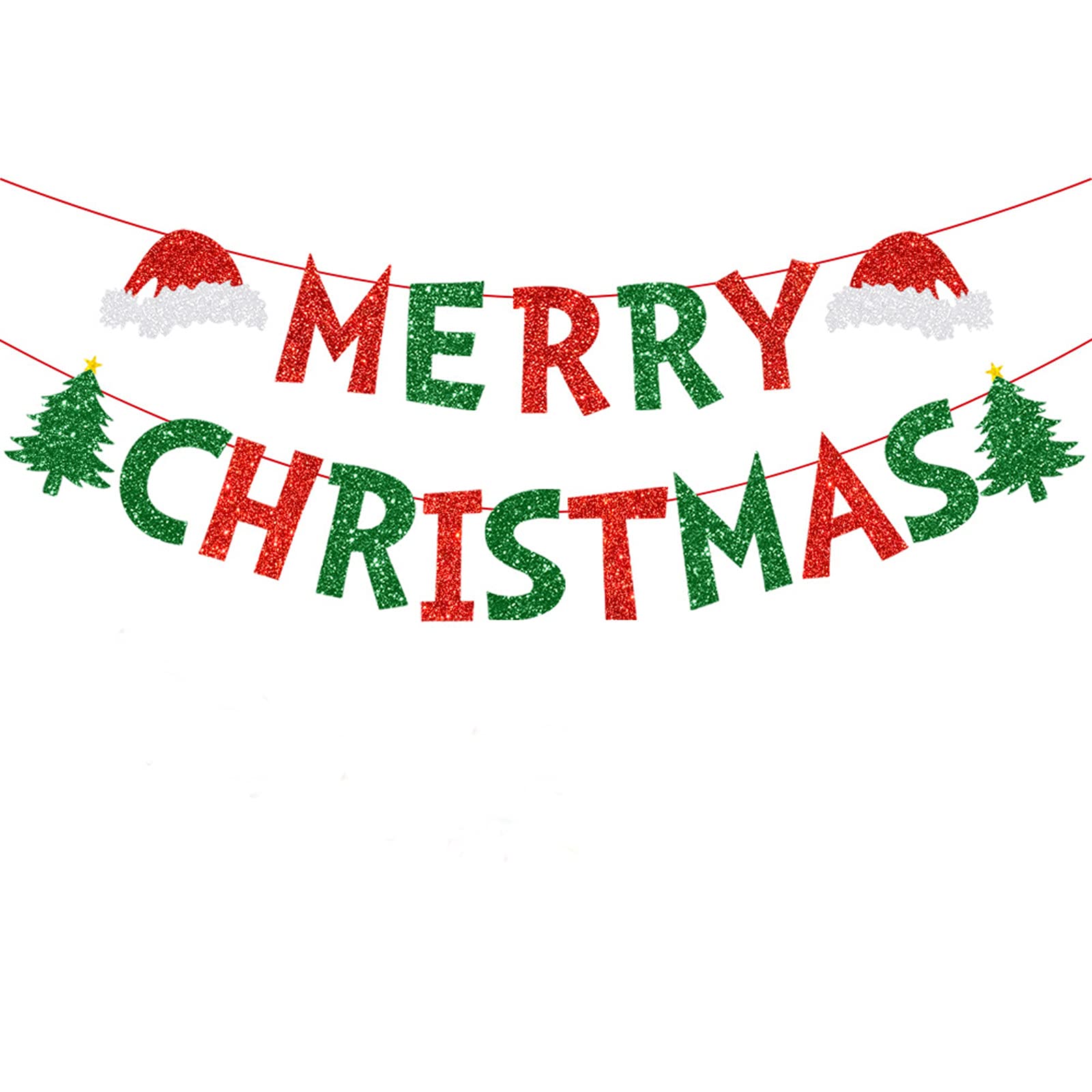 Amazon.com: Merry Christmas Banner, Glittery Christmas Decorations ...