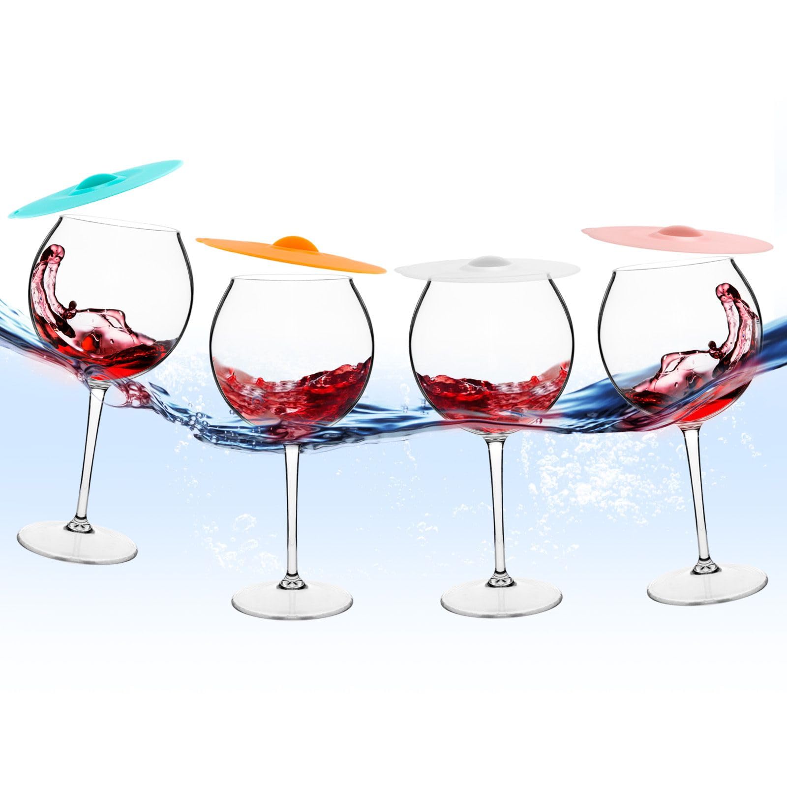 Amazon.com | Floating Wine Glasses for Pool with Cup Lids | Set of 4 ...