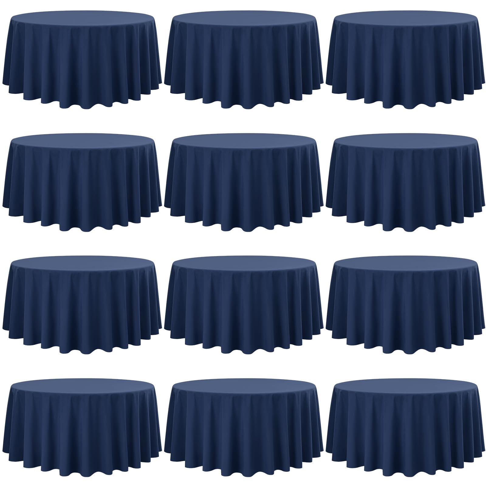 Amazon.com: fani 12 Pack 90 Inch Round Tablecloth, Navy Blue Polyester ...