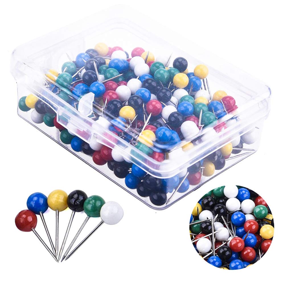 Buy 400 PCS Tacks Push Pins Glass Ball Head Pins, Steeless Point, 5mm ...