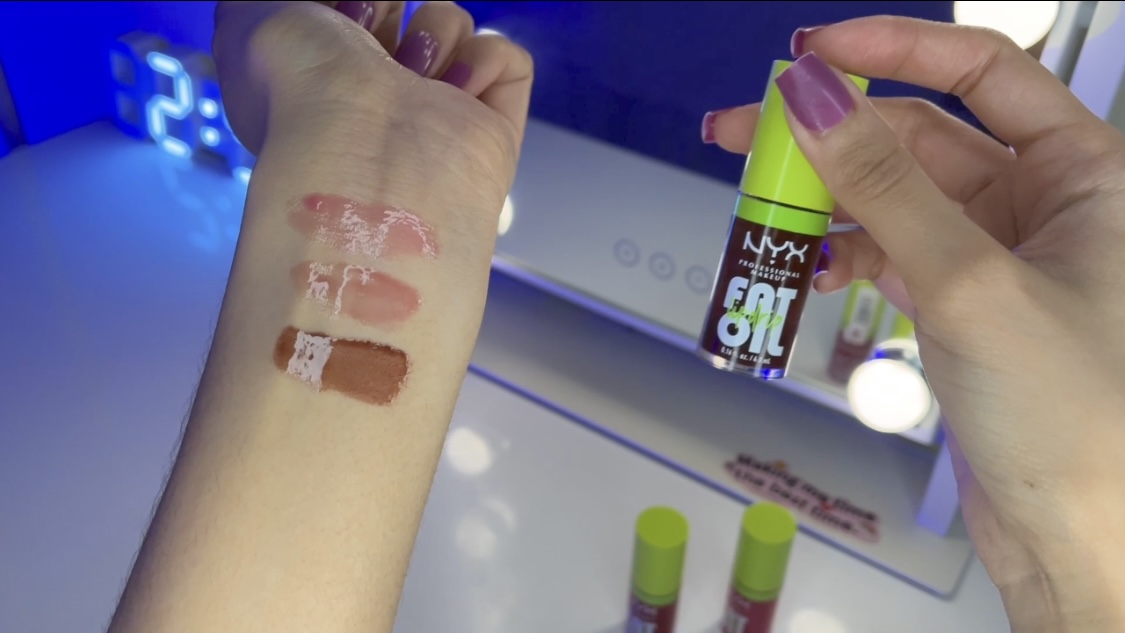 Watch NYX Fat Oil Lip Drip Swatches on Medium Skin Tone on Amazon Live