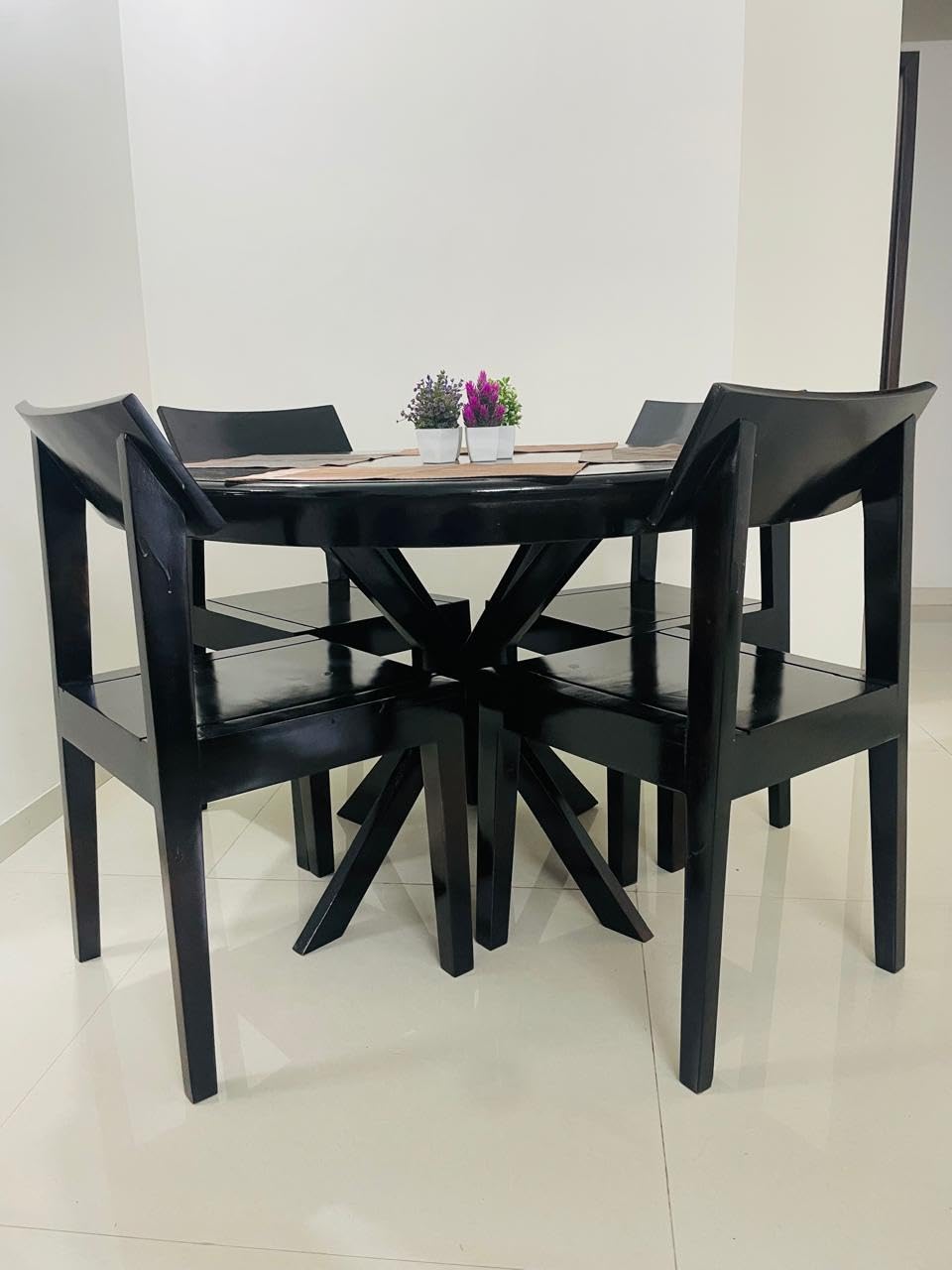 Porash Furniture Solid Sheesham Wood 6 Seater Dining Table with 6 ...