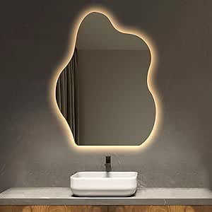 Amazon.com: Irregular Bathroom Mirror With LED Light, Cloud Shaped Wall ...