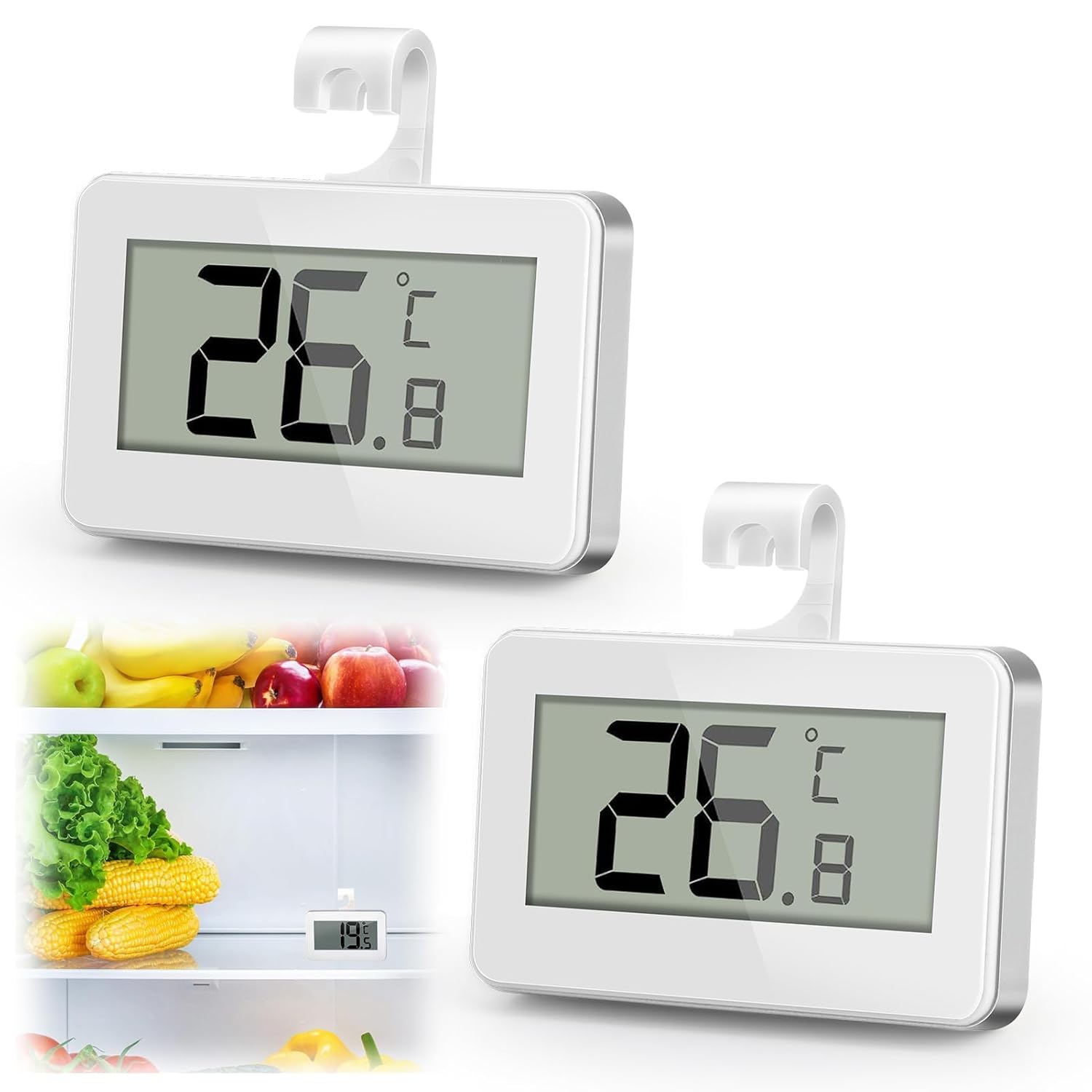 Amazon.com: Oreutkd 2 Pack Mini Digital Fridge Thermometer, High ...