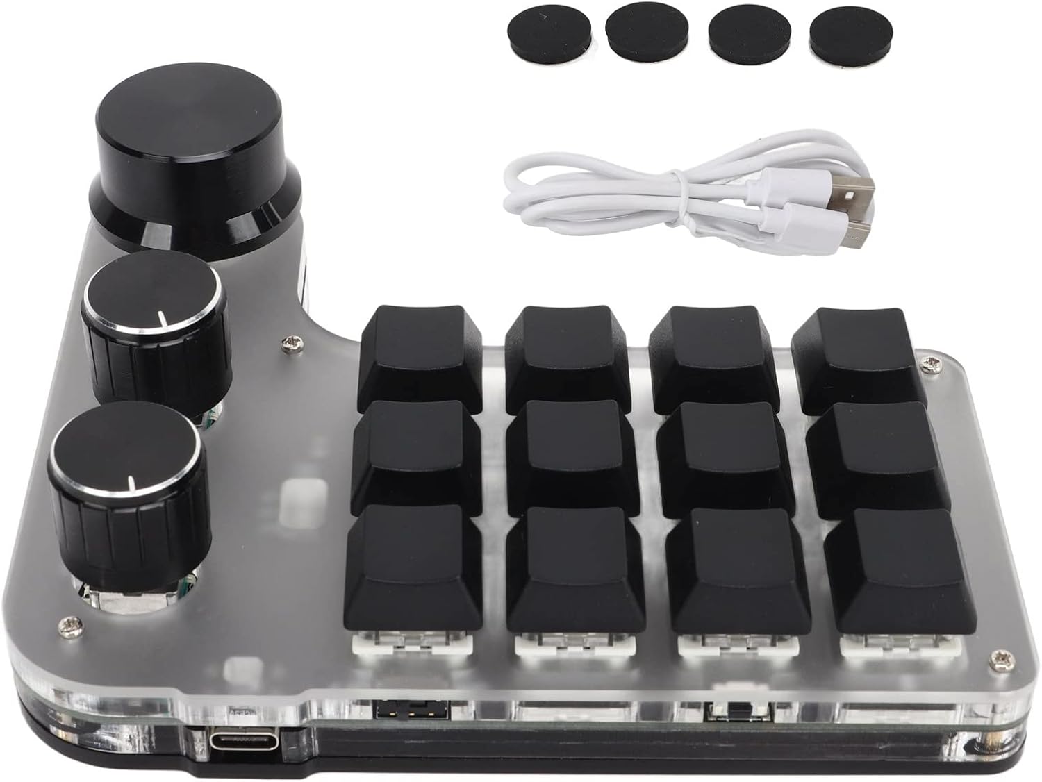 Amazon.com: One Handed Programmable Mechanical Keyboard, 3 Knob 12 Keys Programming Macro Pad ...