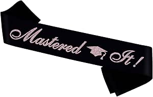 Amazon.com: Mastered It Sash, Black Sash with Rose Gold Foil ...