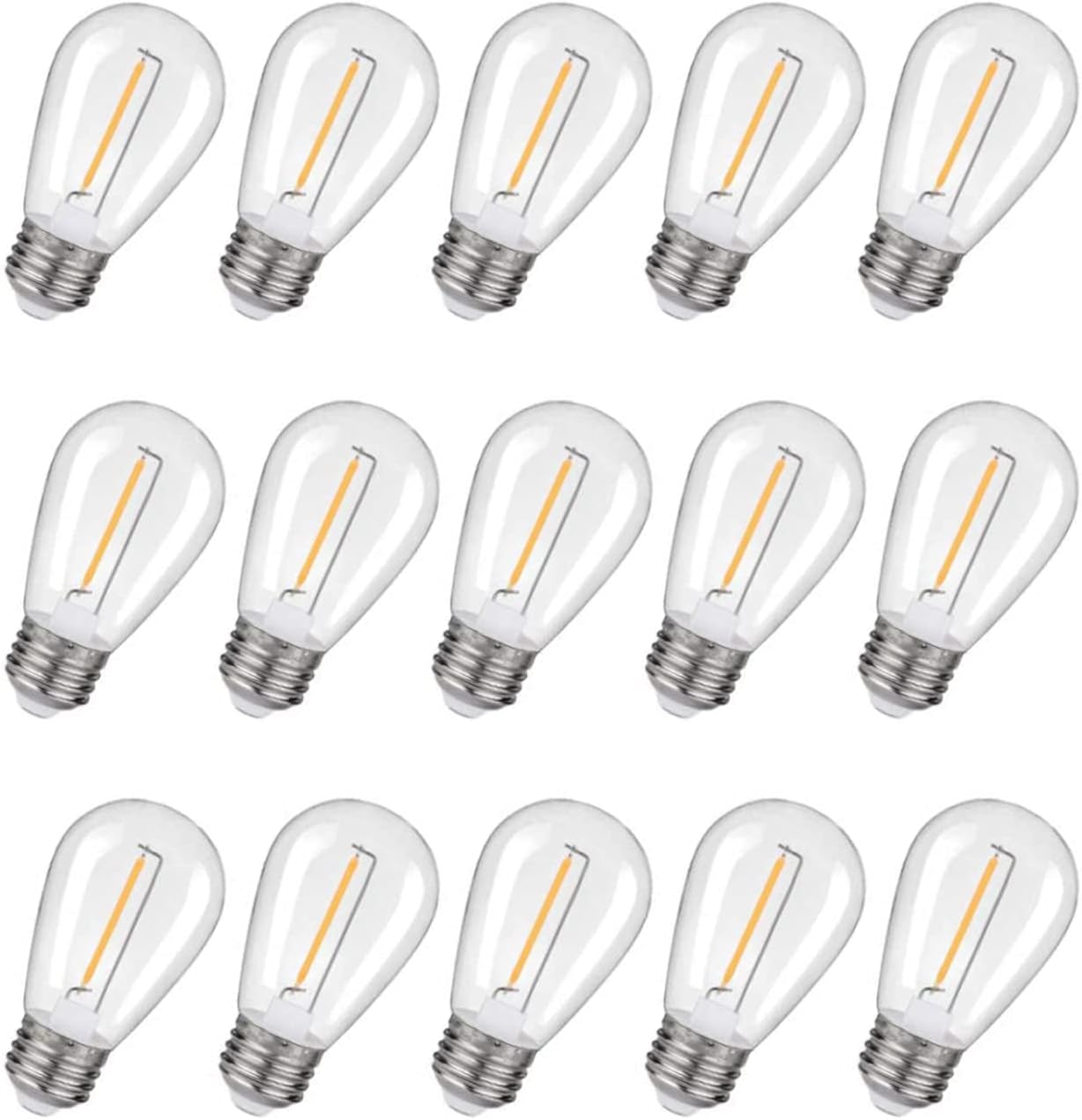 15Pack S14 Outdoor String Lights Bulbs LED, Shatterproof Waterproof ...