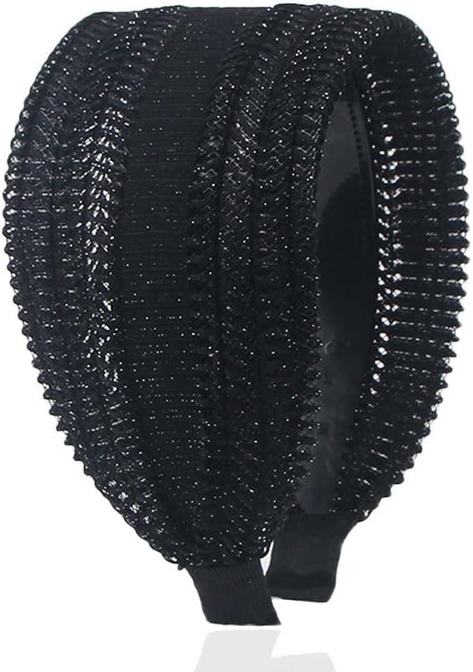 Amazon.com : Black Vintage Wide Headbands, Large Head Bands, Lace Shiny ...
