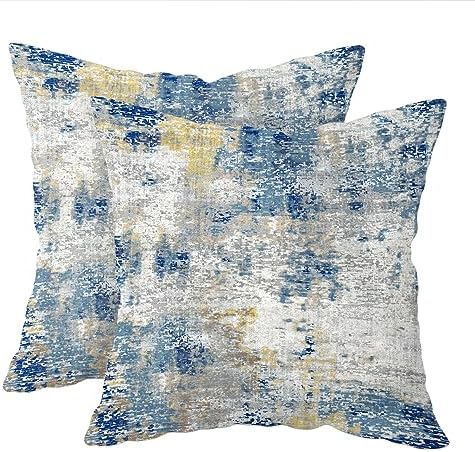 Amazon.com: Blue and Grey Abstract Pillow Covers Set of 2 Modern Navy ...