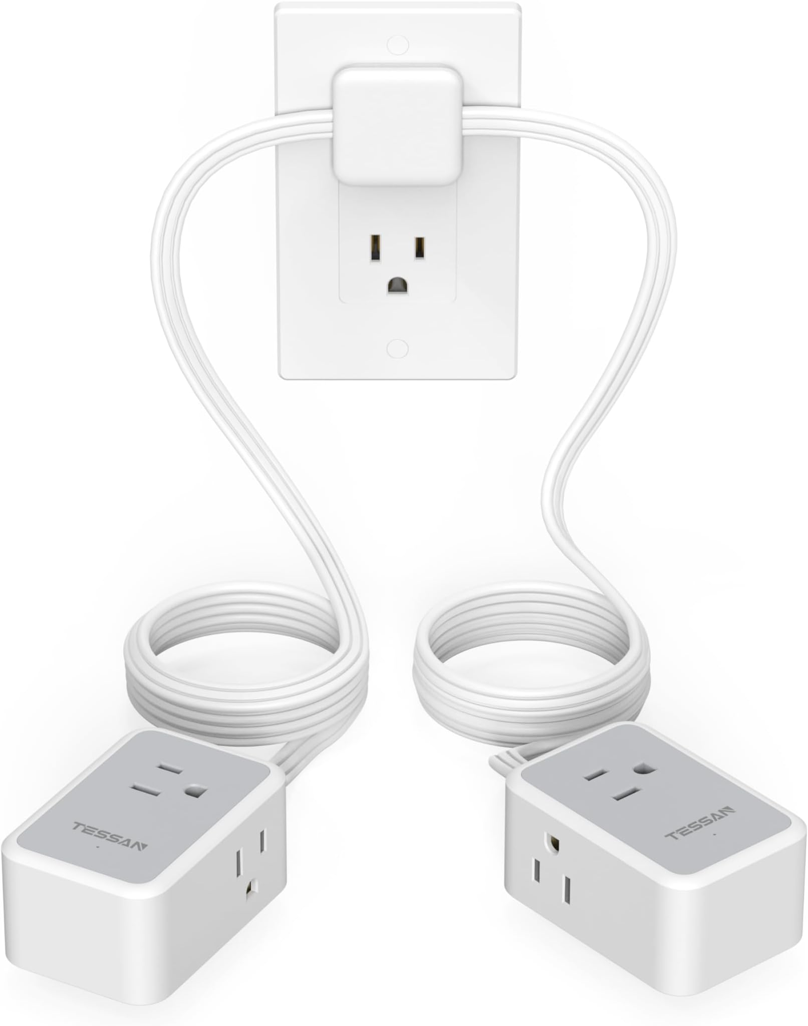 Amazon.com: Twin Extension Cord Power Strip - 12 Feet Cord - 6 feet on ...