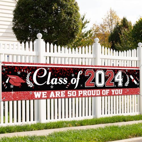 Amazon.com: 2023 Graduation Porch Banners Red Black Graduation ...