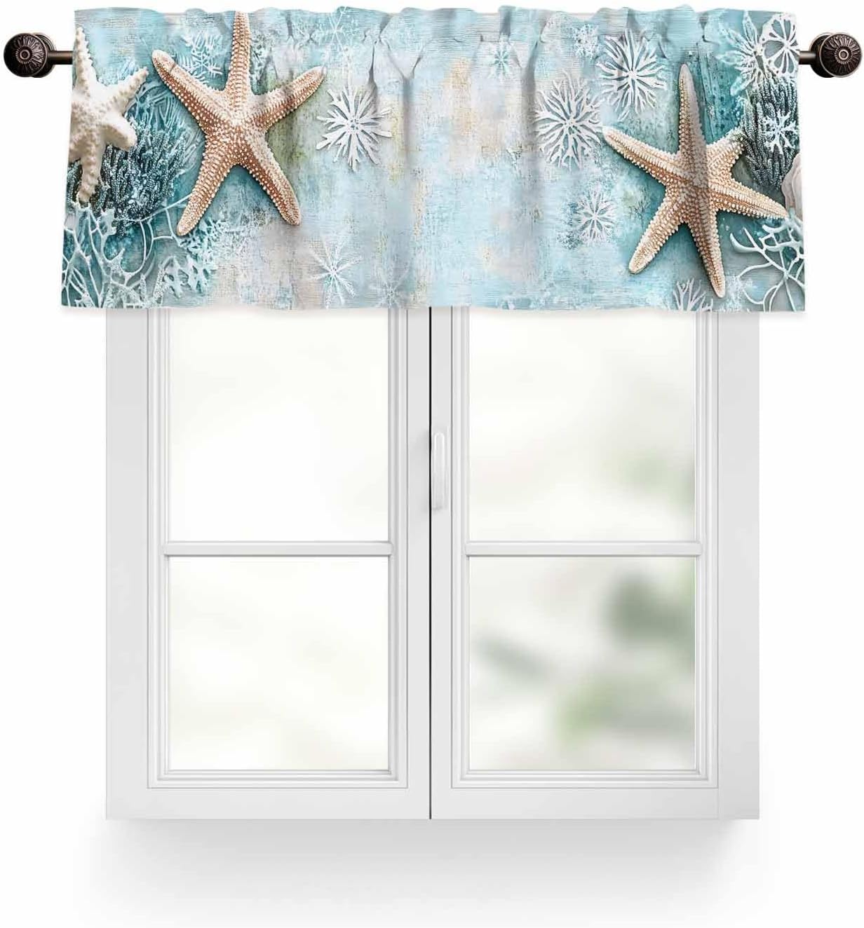 Amazon.com: EwdeWwo Nautical Coastal Valance for Windows, Beach Sea ...