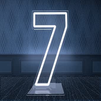 LED Number 7 Neon Sign 10x18 in Dimmable LED Numbers Symboles Letters ...