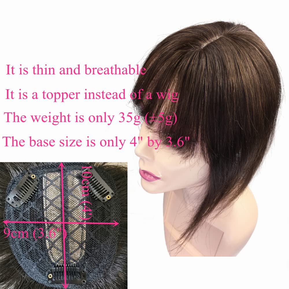 12inch Invisible Human Hair Toppers For Women Thin Clip In Crown ...