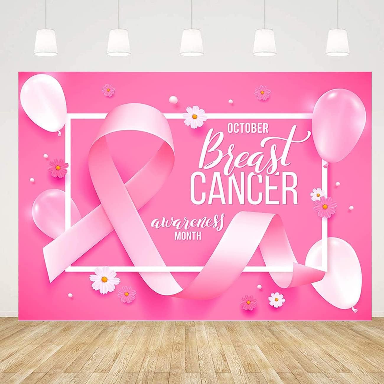Amazon.com: Breast Cancer Awareness Backdrop Decorations - Pink Ribbon ...