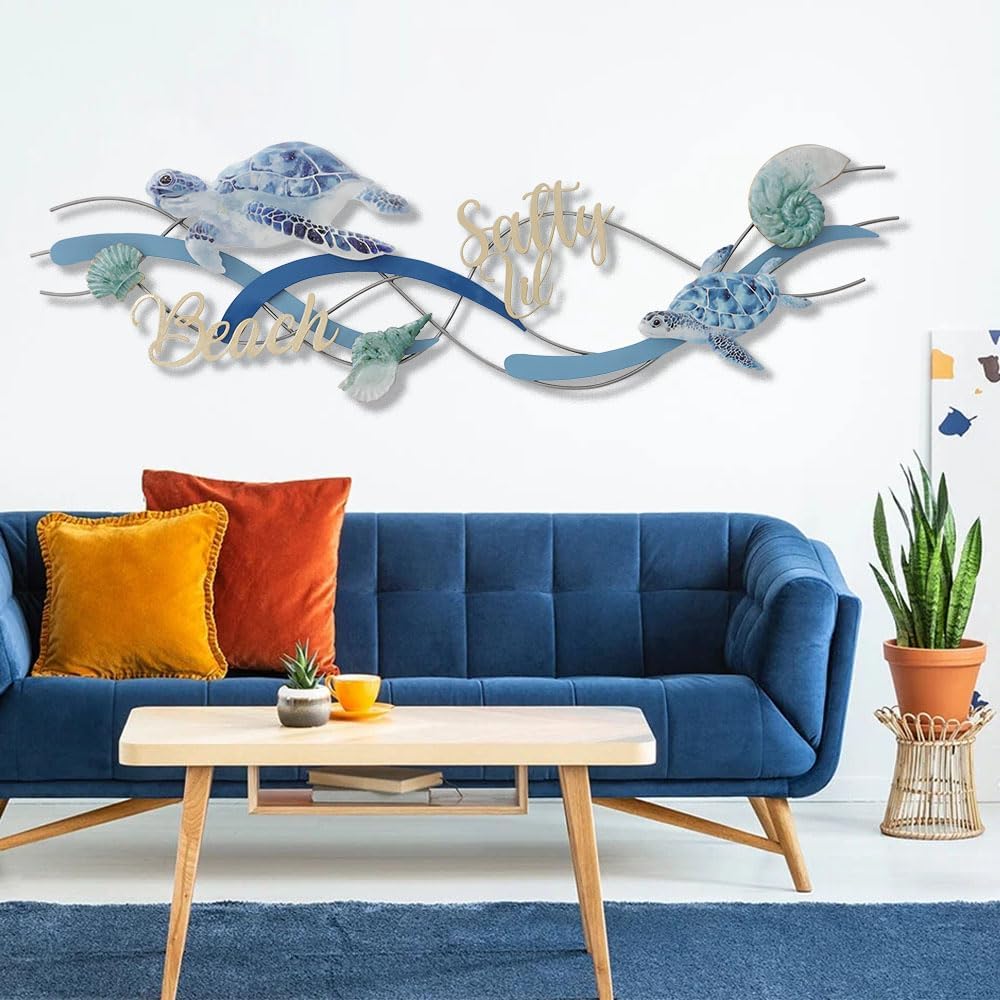 Amazon.com: Seeloowy Sunrise with Waves Metal Wall Decor Modern Sunset ...