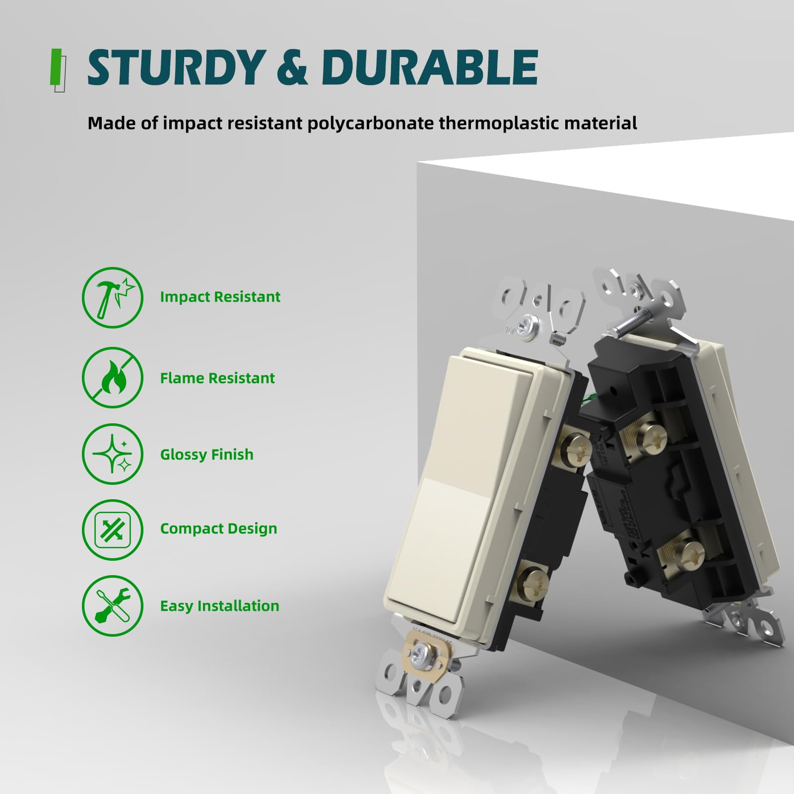 Snapklik.com : Decorator Paddle Light Switch, 3-Way Wall Rocker Switch ...