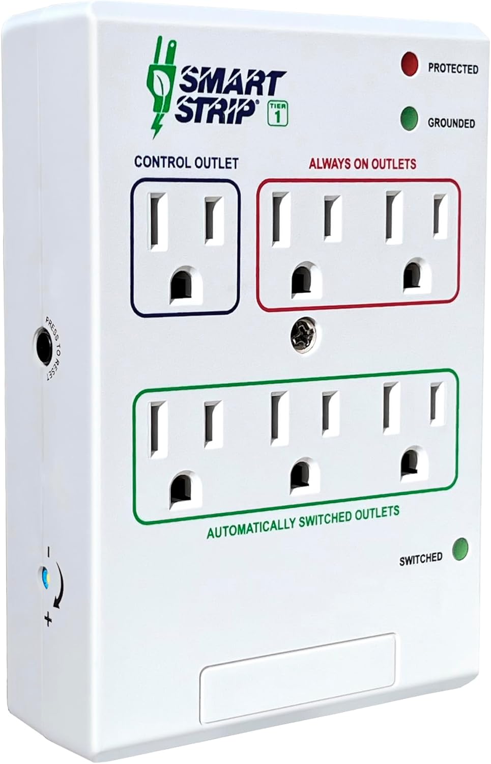 Smart Strip 6 Outlet Energy Saving Wall Mounted Power Strip and Surge ...