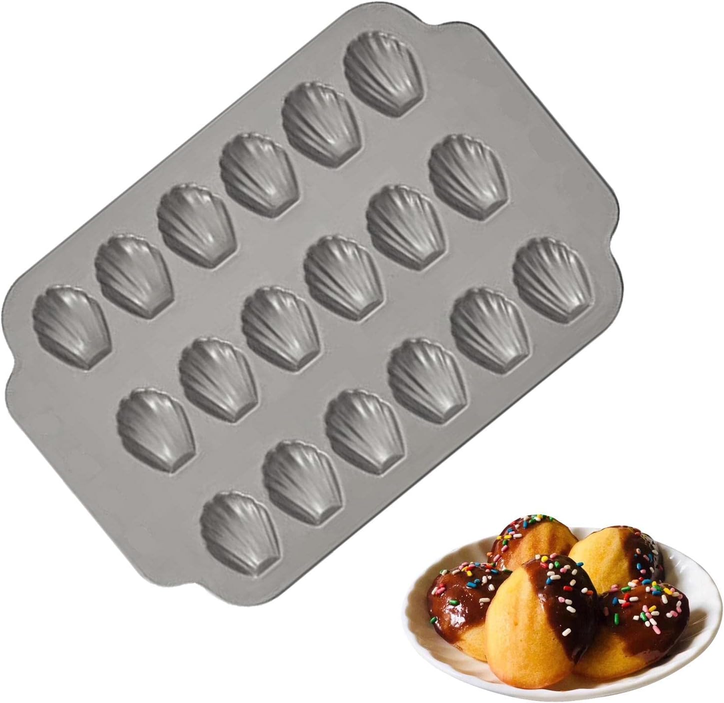DAMENGOTA Madeleines Moulds for Baking 18 Cavities Shell Cake Pan ...