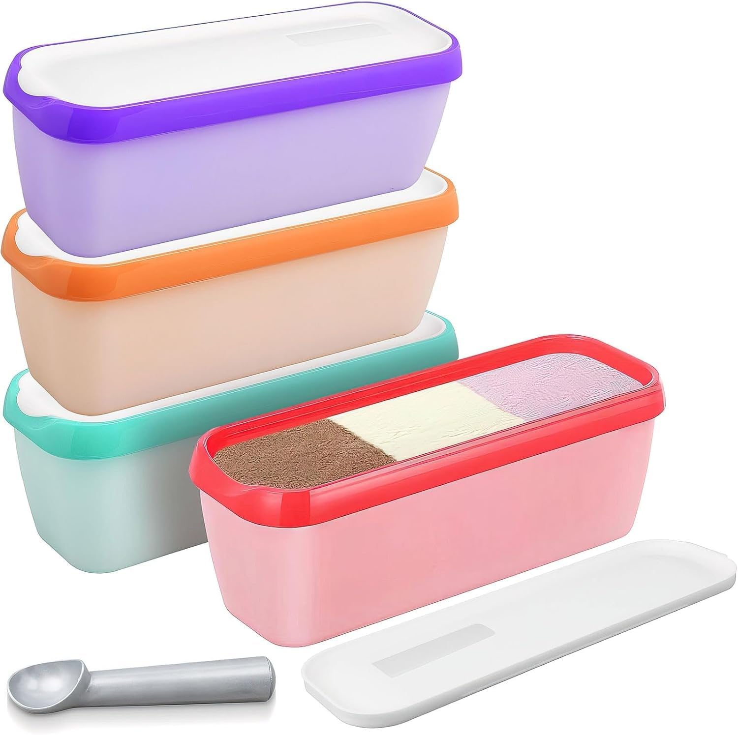 Amazon.com: KisSealed 4 Pack Ice Cream Containers,Reusable Homemade Ice ...