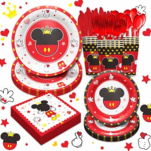 Amazon.com: Mouse Birthday Party Supplies-96pcs Twodles Birthday ...