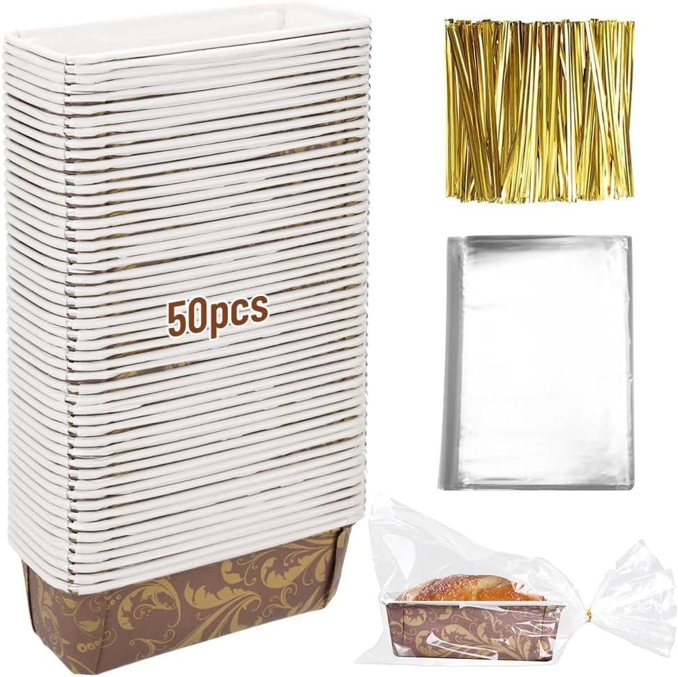 Amazon.com: FDKYOEK 50 PCS Paper Loaf Pans for Baking, 7 Inch ...