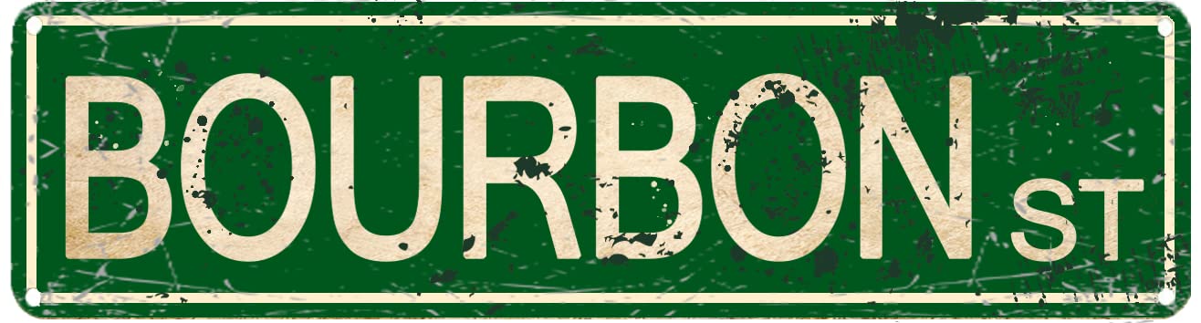 Amazon.com: QKIODS Retro Tin Sign Bourbon st Street Sign Vintage Funny ...