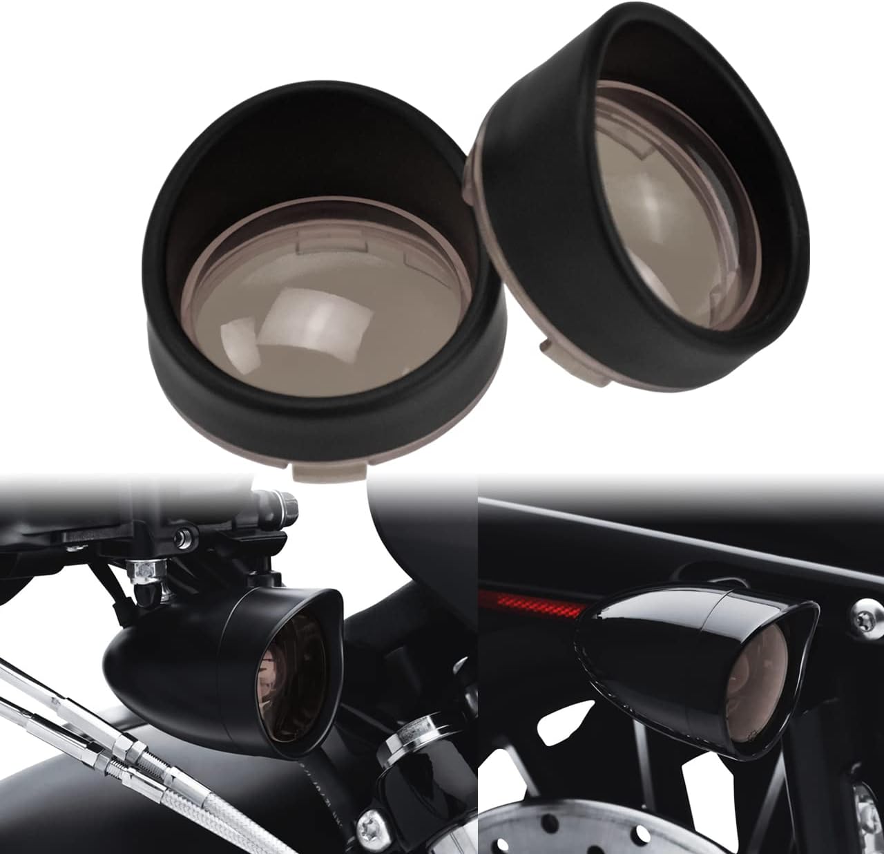 Amazon.com: HCmotorku Motorcycle Bullet Red Turn Signals Lens Cover ...