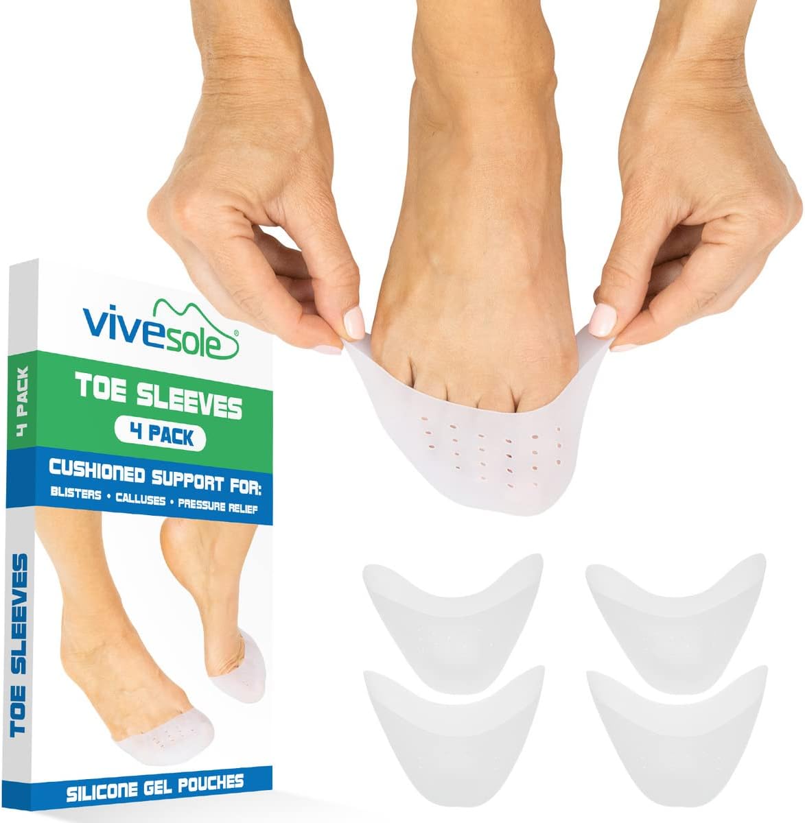 Amazon.com: Vivesole Toe Sleeves 4 PCS- Silicone Gel Sock Pads - Topper ...