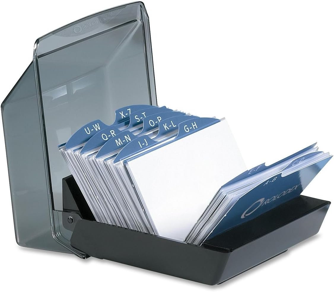 Amazon.com : Rolodex 67197 Rolodex Covered Tray Business Card File, 100 ...