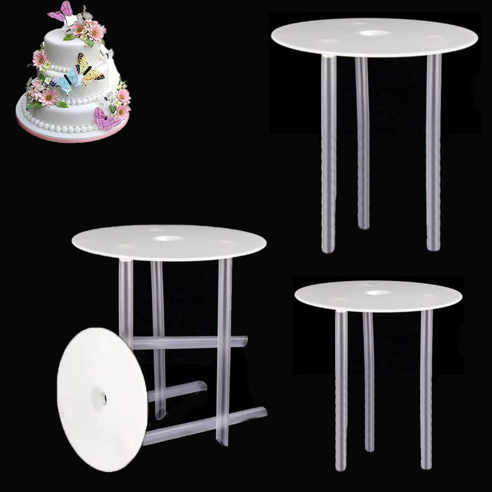 Plastic Cake Boards, Akamino 5 Pcs Cake Tier Supports with 15 Pcs Cake ...